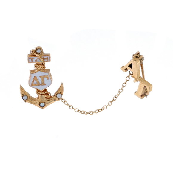 Balfour | Jewelry | Yellow Gold Delta Gamma Badge Guard Pin K Pearl ...